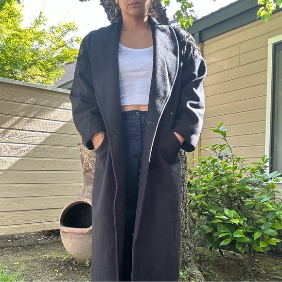 Maggie Lawrence | Jackets & Coats | Vintage Black Long Wool Coat With ...